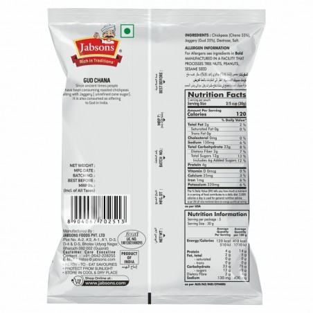 JABSONS ROASTED CHANA - GUD CHANA (150 GM)